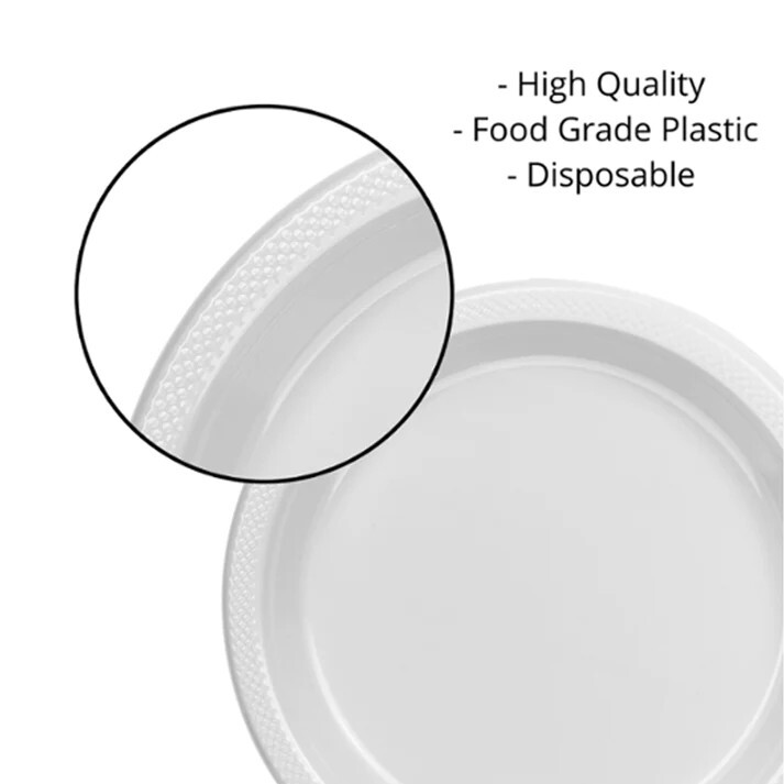 400 Packs 10" Disposable BPA Free Plastic Plates Light Weight White ...