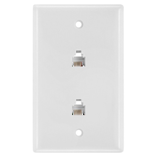 Dual RJ11 Connector Phone Wall Plate 6P6C Jack Telephone Line Wallplate ...