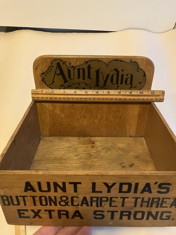 Vintage Aunt Lydia's Button & Carpet Thread Advertising Wood Store ...