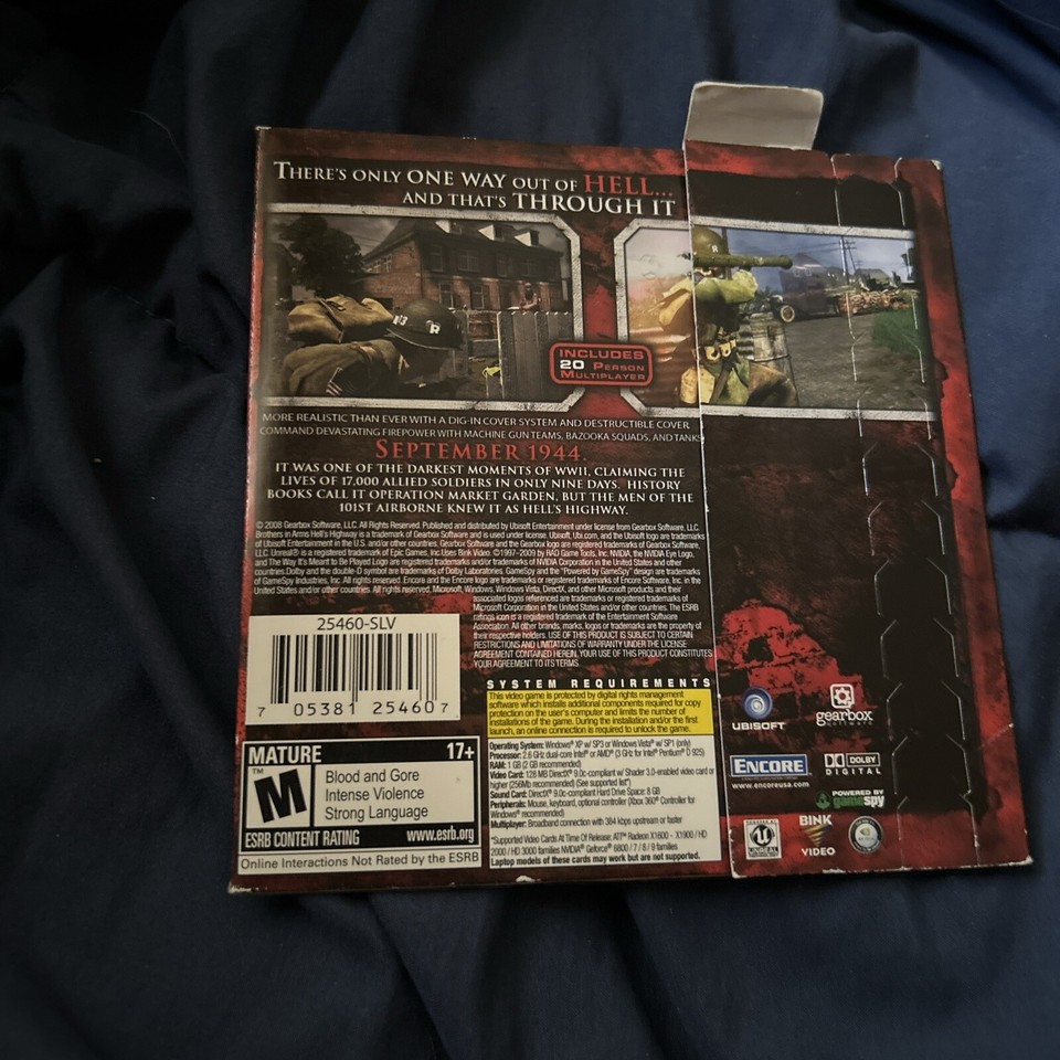 Brothers In Arms Hell’s Highway PC DVD-ROM Ubisoft Video Game ...