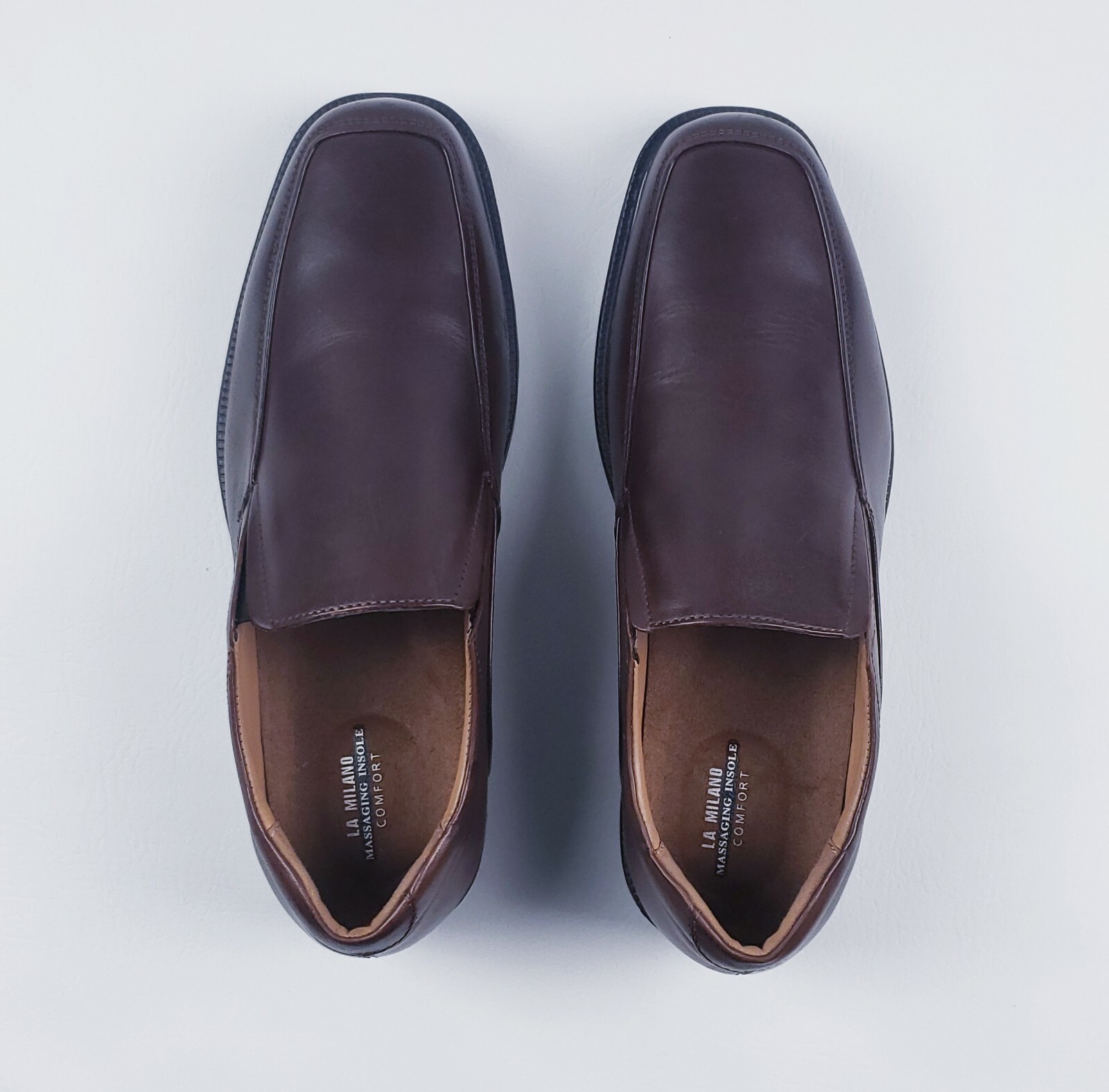 La Milano Wide Width Men's Leather Dress Shoes Slip On Square Toe ...