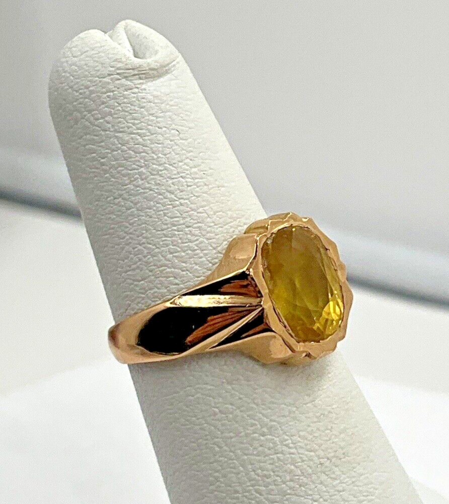 Vintage 22K Yellow Gold 2.32ct Yellow Sapphire Ring S… - Gem