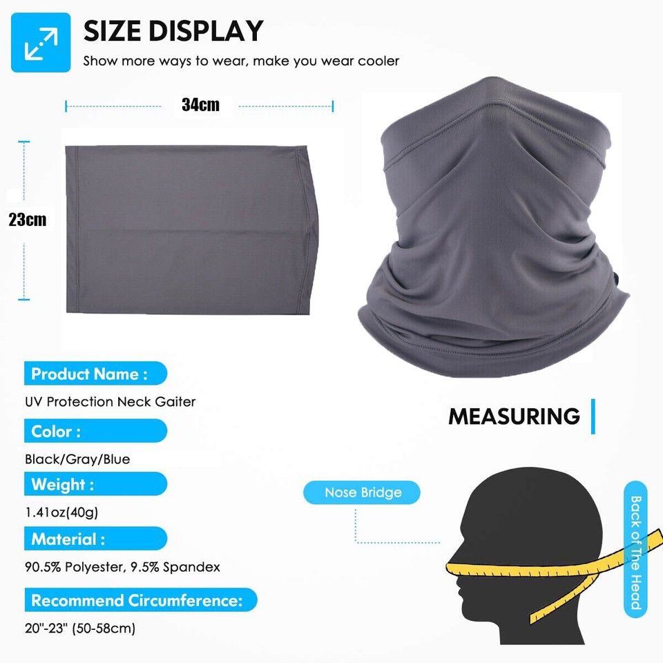 Balaclava Neck Gaiter Face Mask for Men Women UV Protection Bandana ...