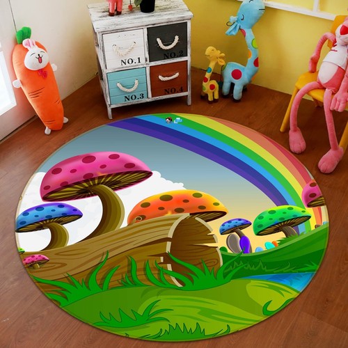 3D Cute Rainbow Mushrooms NBC494810 Game Rug Mat Elegant Photo Carpet ...