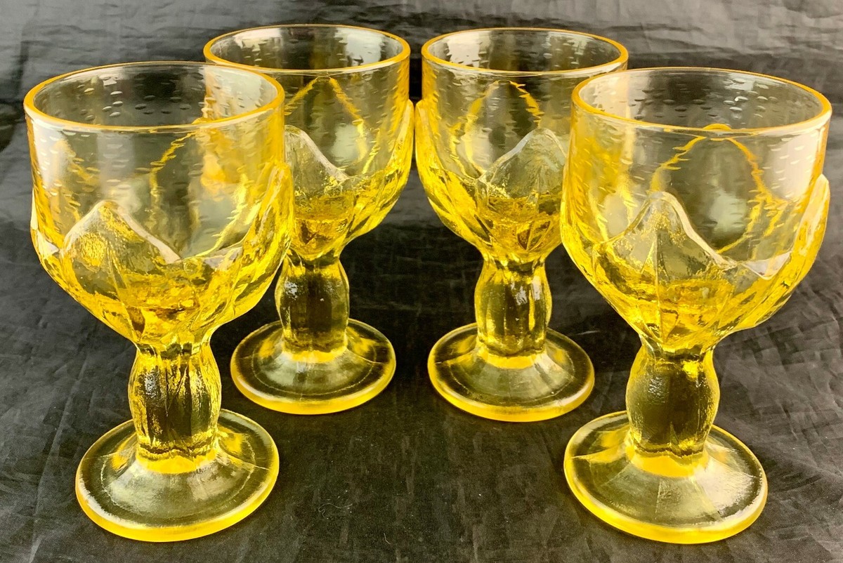 Antique Yellow Glassware Vintage Etched Yellow Depression Glass 11"
