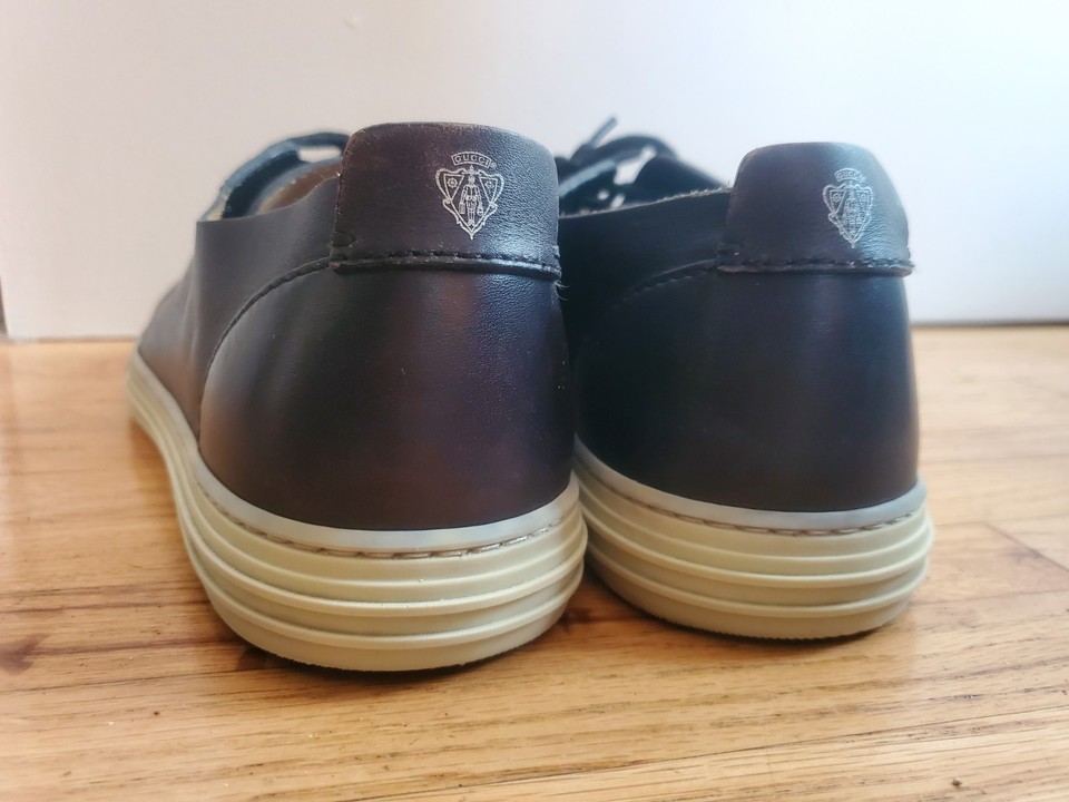 GUCCI BLACK LEATHER SHOES SNEAKERS MEN'S SIZE 10 | eBay UK