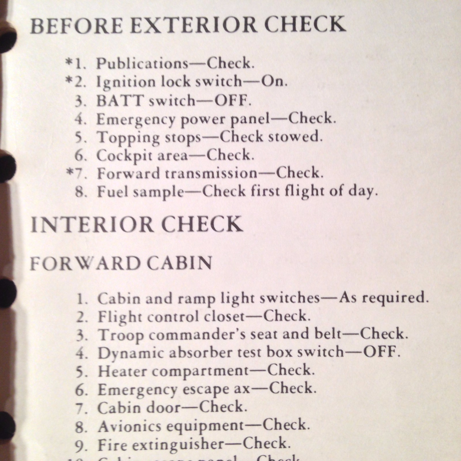 Boeing CH-47D Chinook Helicopter Pilot's Checklist for sale online | eBay