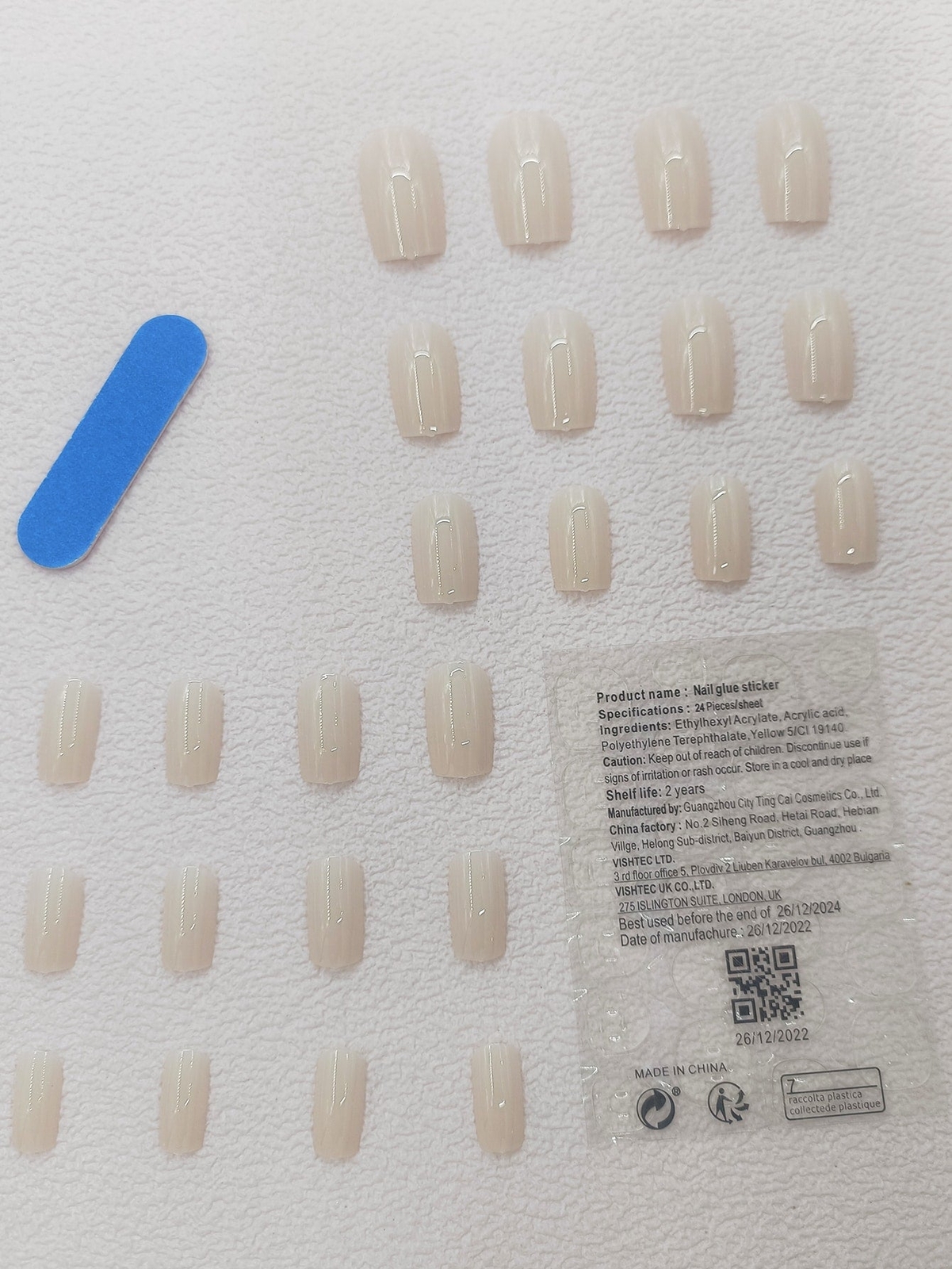 24pcs Long Square Beige Glossy Ombre Fake Nail False Nails Press On ...