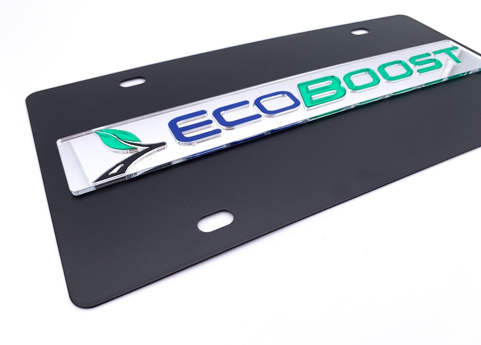 3D Premium Ford Ecoboost Logo Script Emblem Black License Plate ...