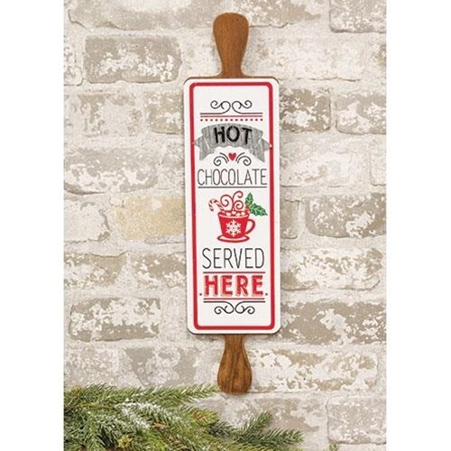 New Christmas Rolling Pin PEPPERMINT CANDY HOT CHOCOLATE SIGN Wall ...