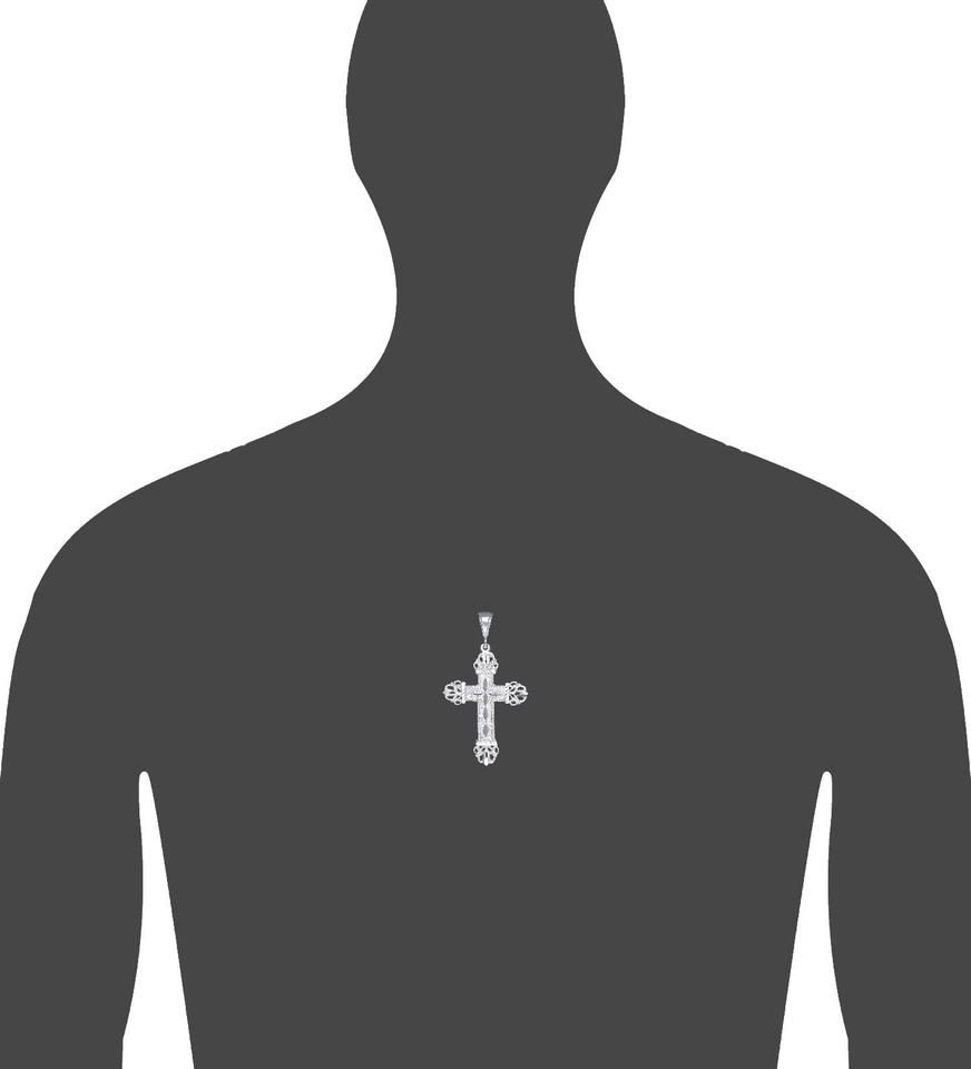 Sterling Silver Cross without Jesus Pendant Necklace with Diamond Cuts ...