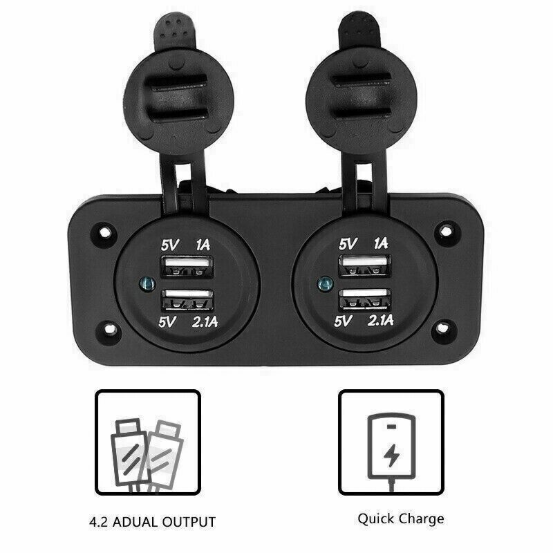2pcs Car Dual USB 12V Charger Quick Charge Socket Power Outlet Hardwire ...