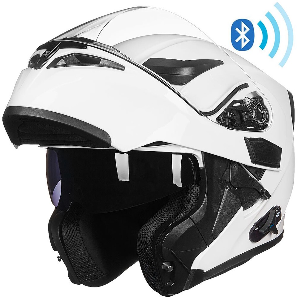 ILM Blue Tooth Motorcycle Helmet Flip up Modular Dual Visor Intercom FM ...