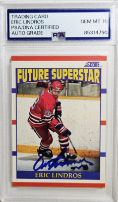 1990 Score #440 Eric Lindros Signed Rookie Card Autograph RC PSA 10 ...