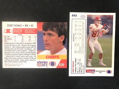 NFL - Robb Thomas 1991 Pro Set & 1991 Upper Deck Football - Chiefs | eBay