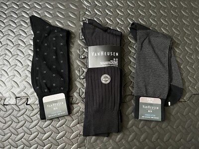 3x Van Heusen Men Soft Touch Black Grey Socks 5 Pairs Sock Size 10-13 ...