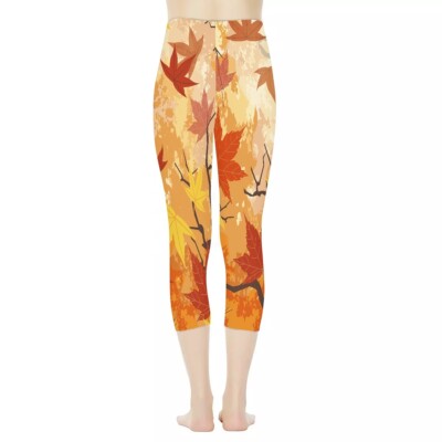 Maple Leaf Tree Yoga Pants Long 3/4 Leggings Print Fashion Sexy ...