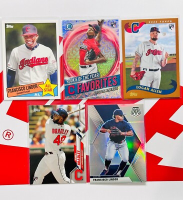 MLB Cleveland Indians 5 Card Lot - Logan Allen Lindor Bobby Bradley ...