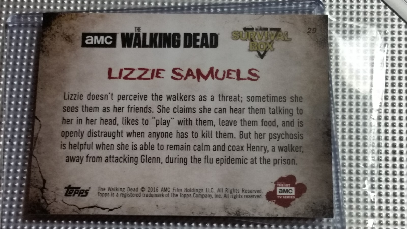 LIZZIE SAMUELS 2016 tOPPS tHE wALKING dEAD sURVIVAL bOX TWD | eBay