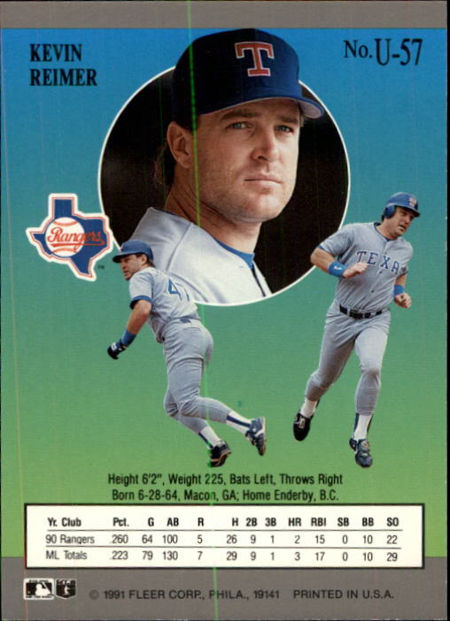 1991 (RANGERS) Ultra Update #57 Kevin Reimer | eBay