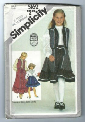 New Simplicity 5162 Childs Skirt Blouse Quilted Vest Patten Child Sz 6 ...