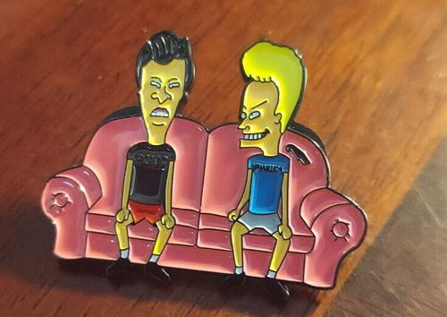 BEAVIS & BUTT-HEAD pinback Sitting On Couch Lapel Pin Cartoon ...