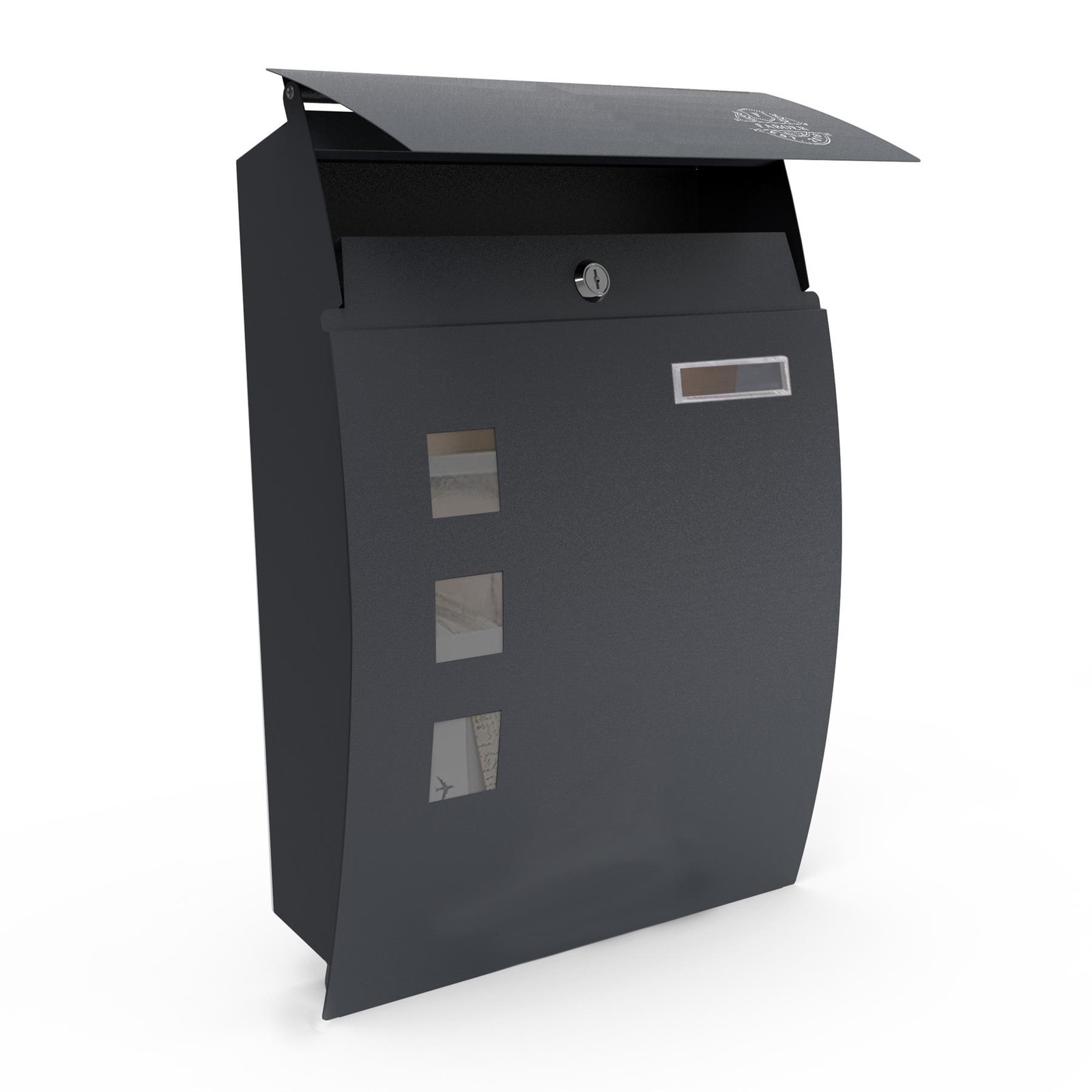 Faboer Large Mailbox Steel Wall-Mounted Curved Letterbox Key Lock ...