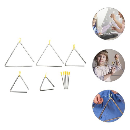 5 Sets Kids Triangle Bell Hand Percussion Instrument Musical ...