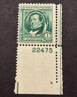 1940 US 1c Washington Irving Authors Famous Americans Stamp Scott # 859 ...
