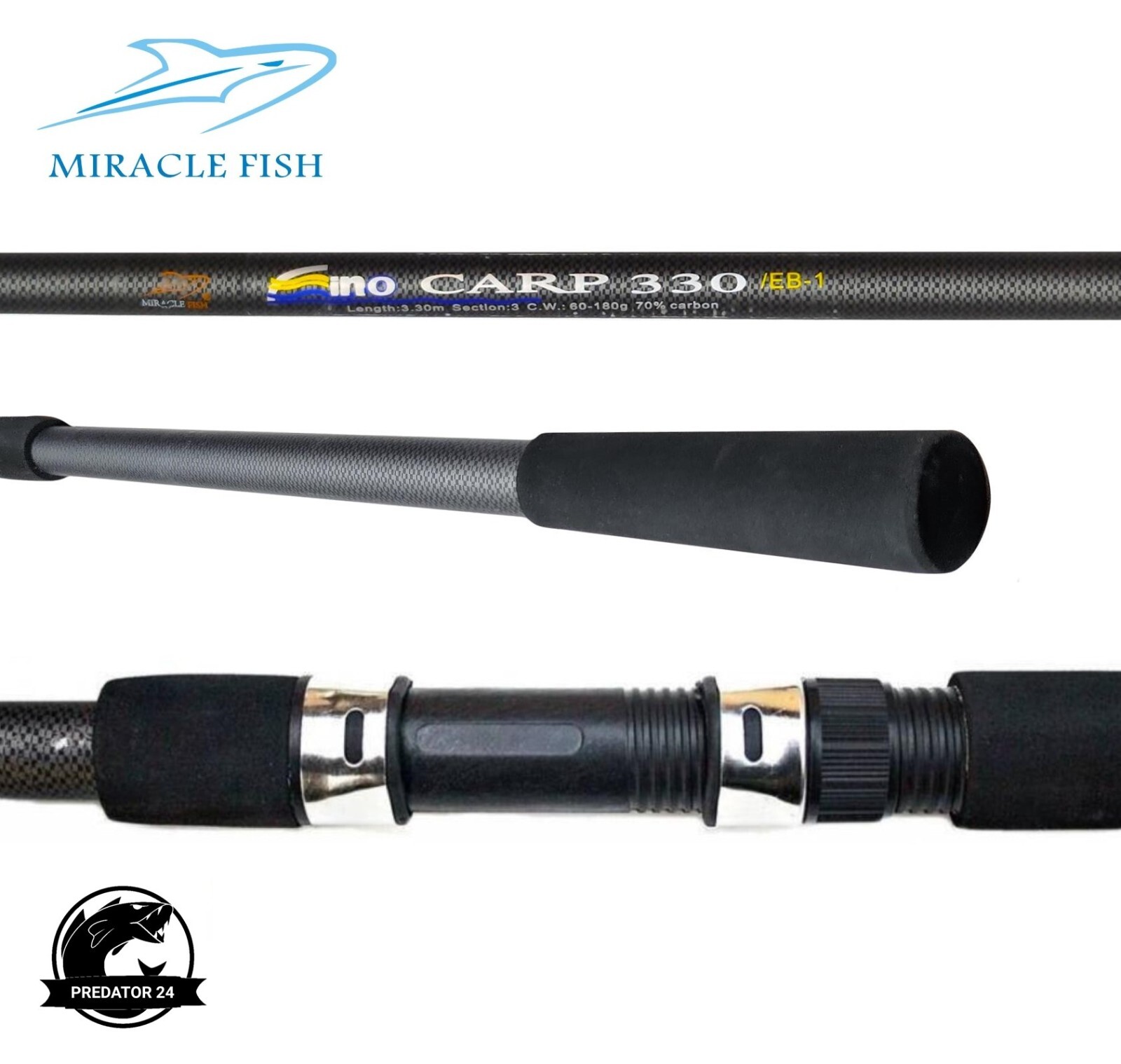 Miracle Fish FINO CARP 60-180g Karpfenrute Angelrute Steckrute ...