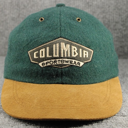 VINTAGE Columbia Hat Mens 90s Wool Snapback Green Tan Suede Brim Made ...