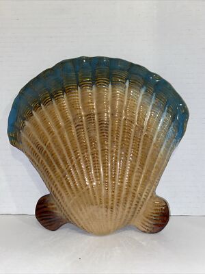 Vintage Ceramic Clam Shell Wall Decor Hanging 9” Beach Lakehouse ...