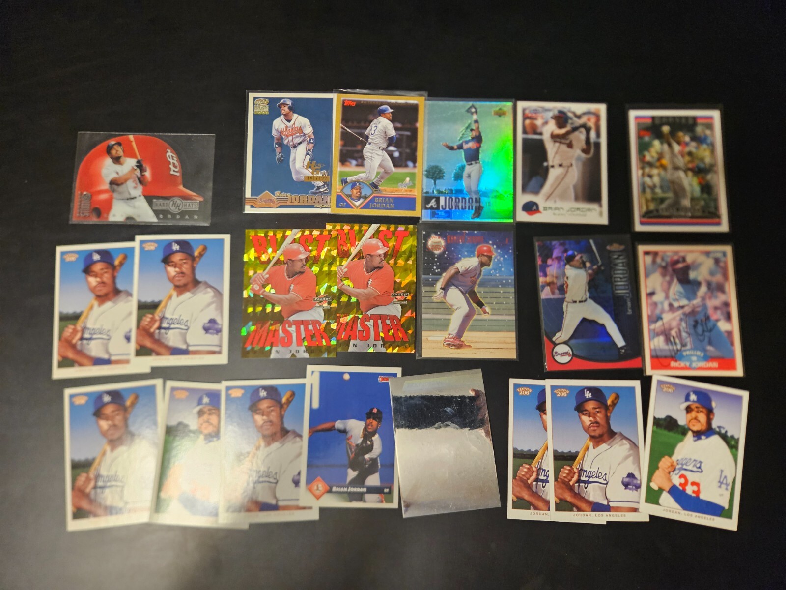 Huge High-End Lot of 21 Brian Jordan Baseball Cards - Many #'ed ...