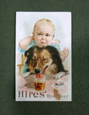 ANTIQUE Victorian trade card HIRES ROOT BEER chromolithograph BABY ...