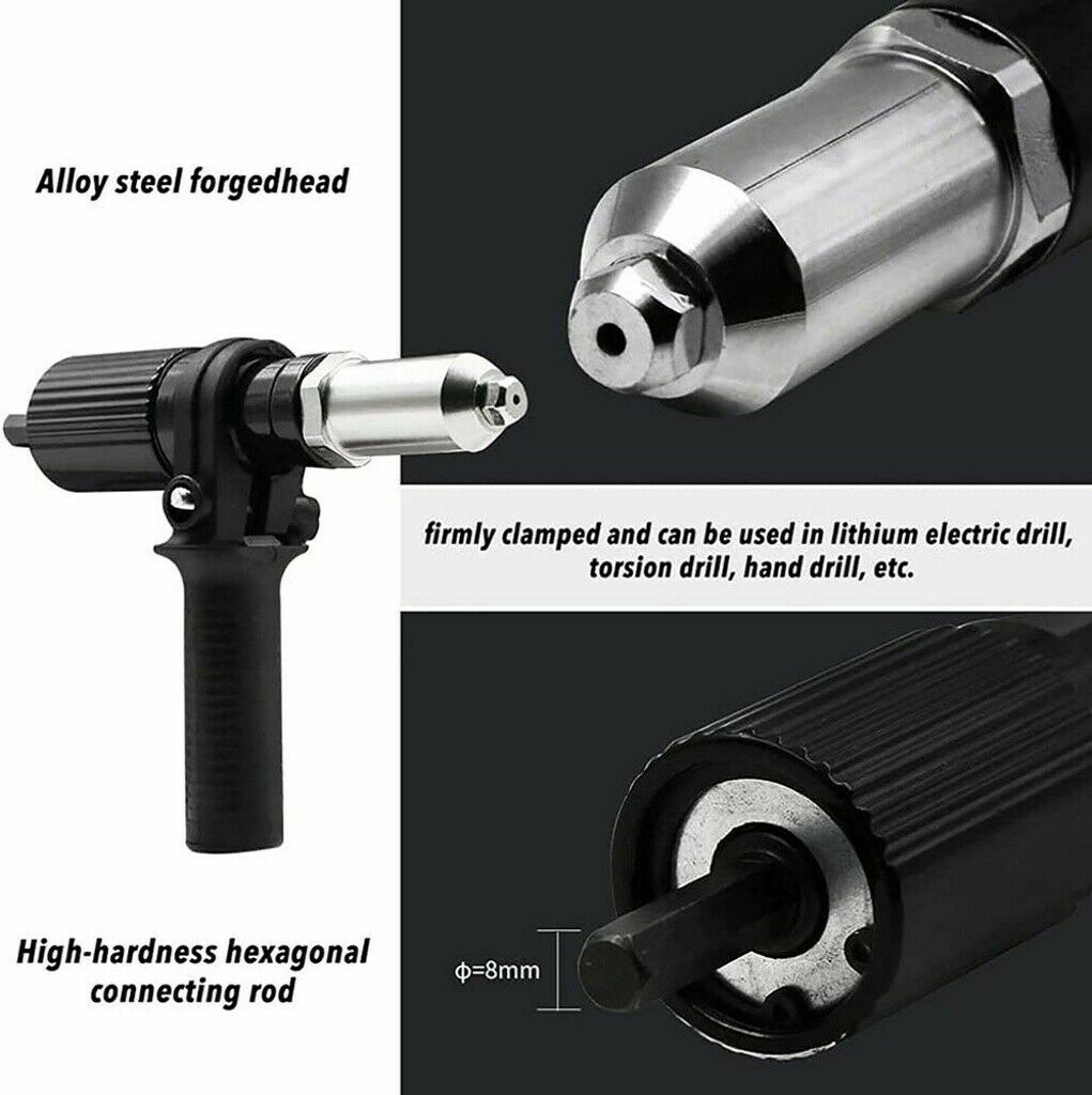 Electric Rivet Pop Gun Adaptor Cordless Drill Nut Riveting Riveter ...