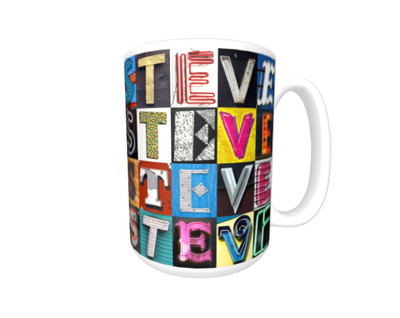 STEVE Coffee Mug / Cup featuring the name in photos of sign letters | eBay