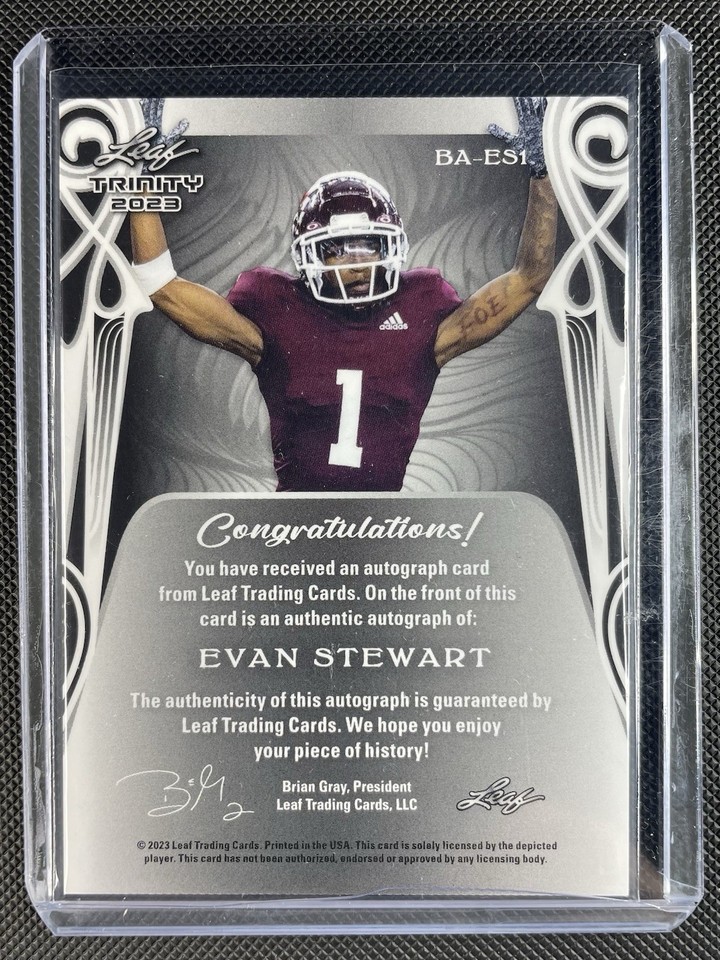 Evan Stewart RC Auto #d 1 of 99. Oregon Ducks WR, Future NFL. 2023 Leaf ...