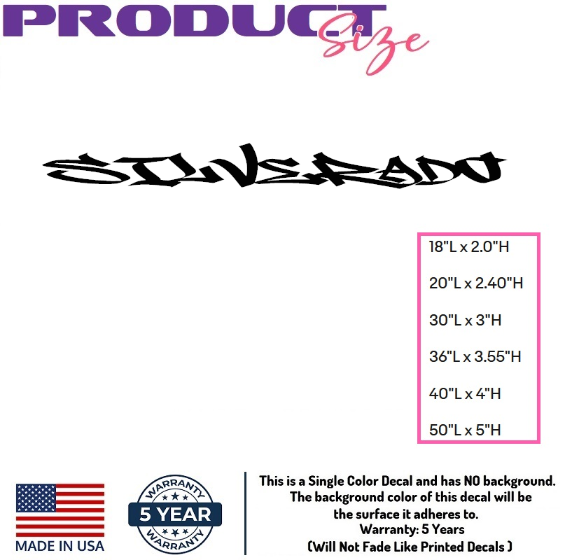 Chevy Silverado Windshield Decal, Sticker 18" 20" 24" 30" 40" 50" (SS27 ...
