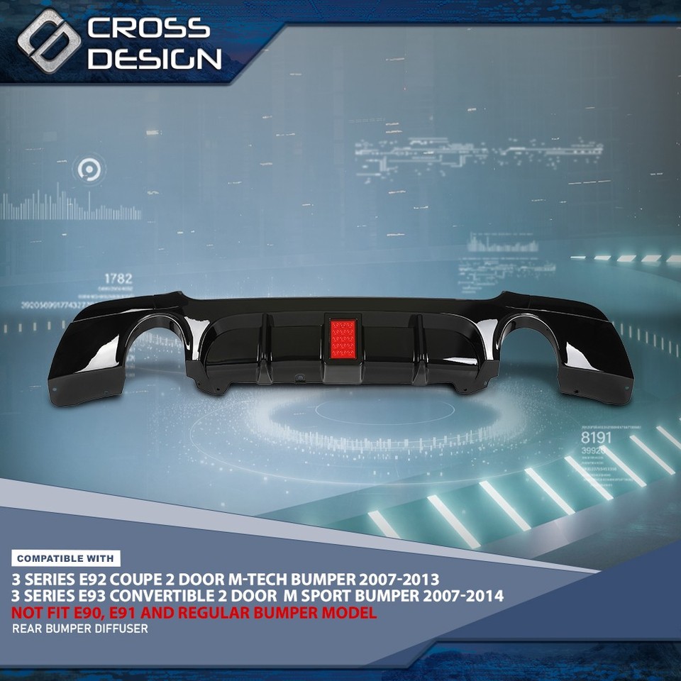 Rear Bumper Diffuser Lip Fit For 2007-2013 BMW 3 Series E92 M Sport ...