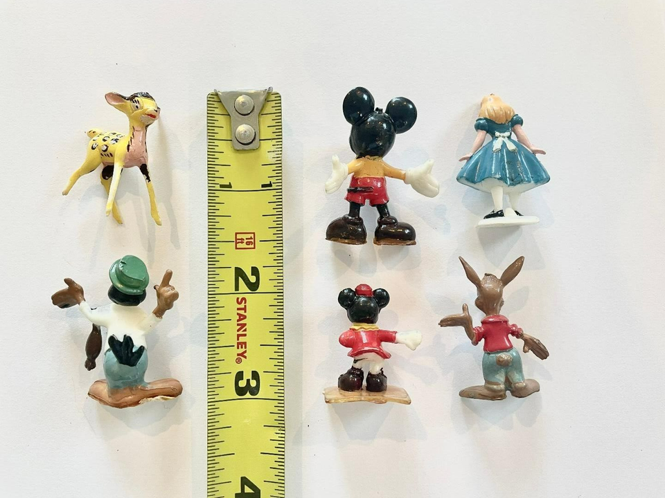 Disney's Cartoon Movie Mini Figures (6) Mickey, Alice, Bambi 1960s | eBay