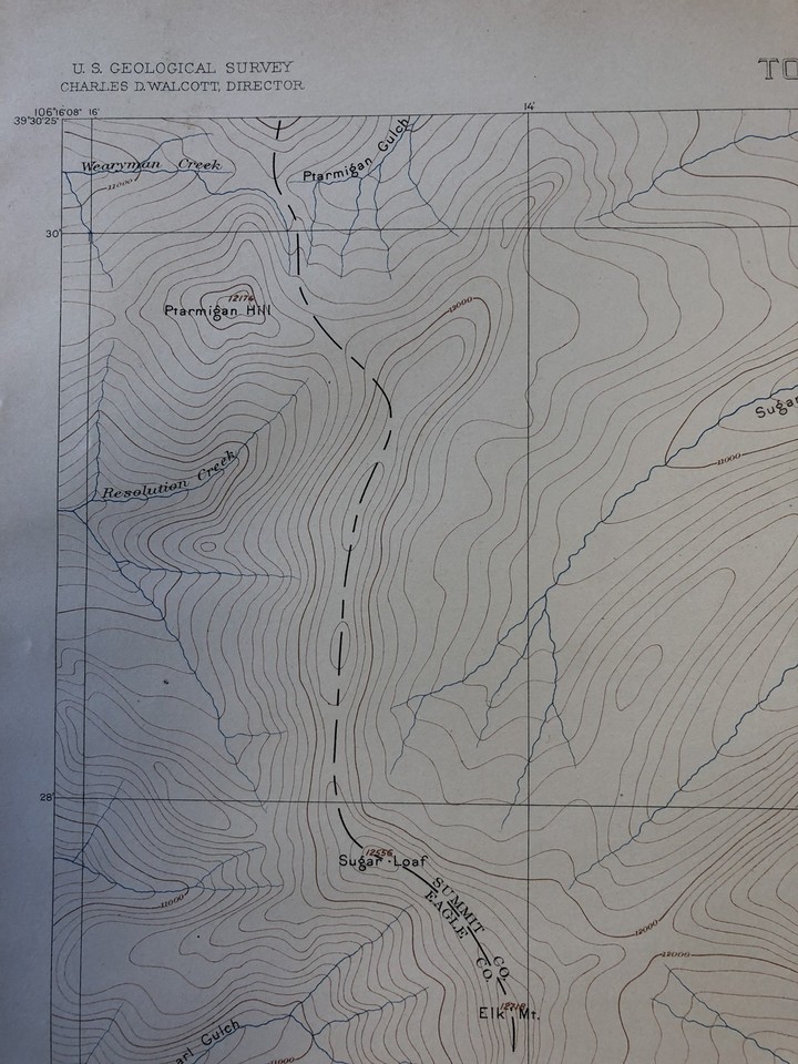 1882-1897 Colorado Tenmile District Kokomo Recen Survey Topographical ...