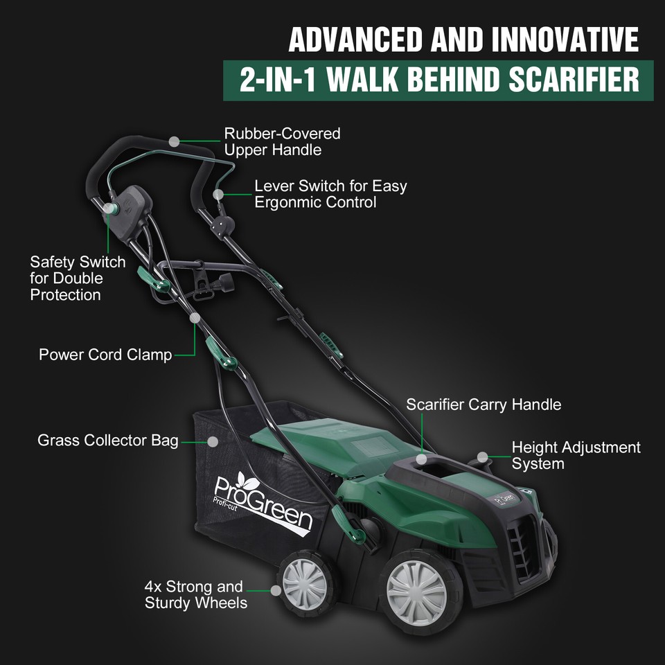 2-in-1 Electric Lawn Dethatcher w/ Collection Bag 16 Inch 15 Amp ...