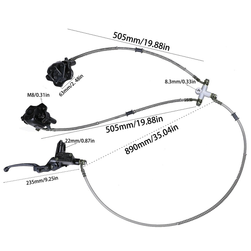Hydraulic Front Twin Brake Caliper Cylinder Assembly ATV Dirt Bike Go ...