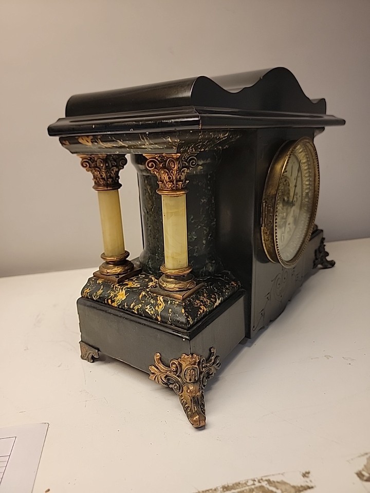 Seth Thomas Larkin Adamantine Mantle Clock Lion's Paw Feet In Working ...