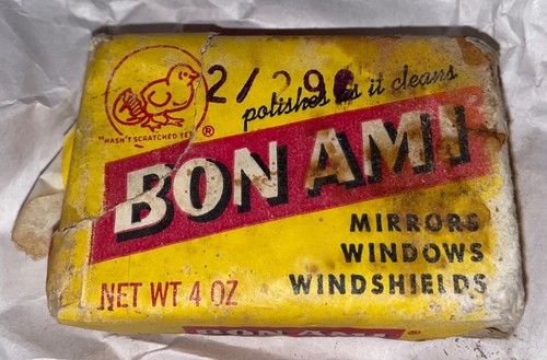 VINTAGE 1940’s OLD BON AMI SOAP CAKE BAR OF SOAP 4oz MIRRORS WINDOWS ...