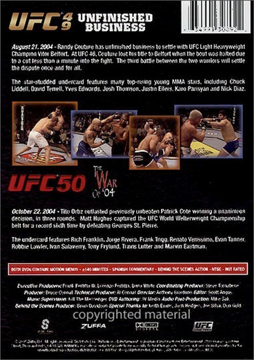 UFC 49/50 2 Pack (DVD, 2006) New, Randy Couture, Victor Belfort, Tito ...
