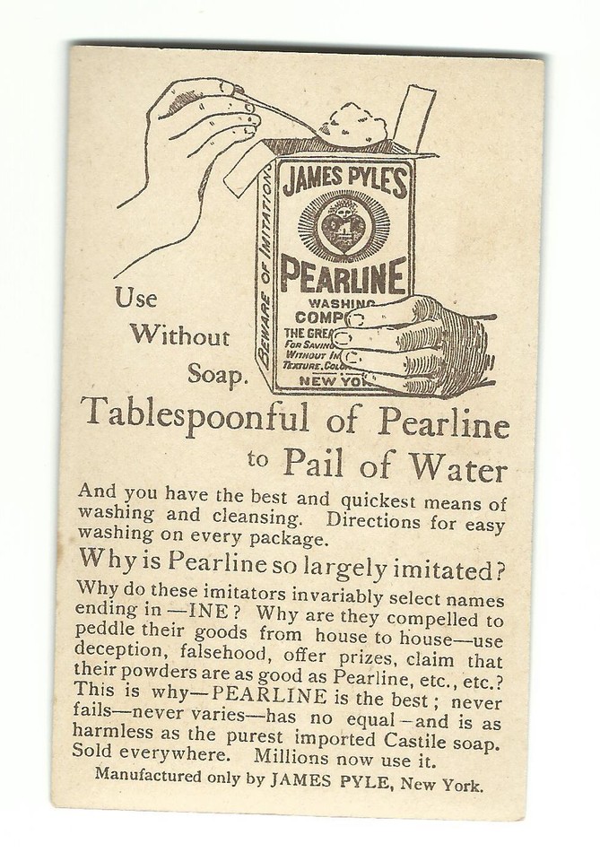 Old Trade Card James Pyle's PEARLINE Soap Sailor Boy Oar Dock Boat New ...