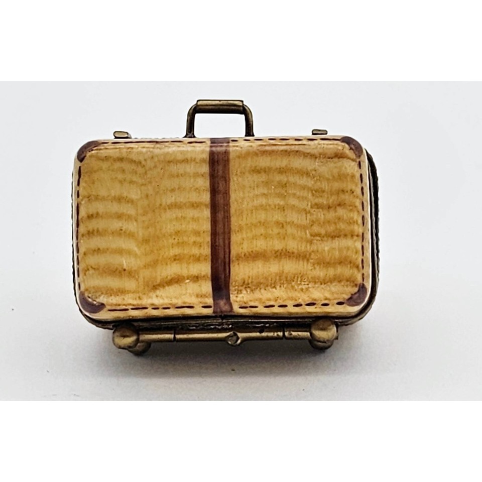 Limoges Luggage Bon Voyage Hinged Trinket Box Rochard Peint Main France ...