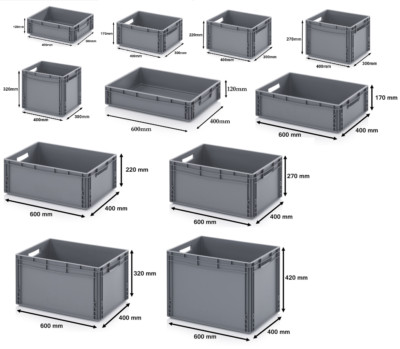 Heavy Duty GREY Euro Stacking Plastic Storage Industrial Container ...