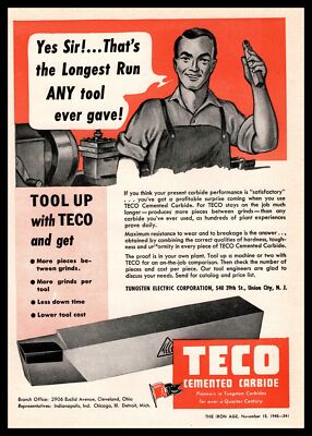 1945 Tungsten Electric Corporation TECO Cemented Carbide Cleveland Ohio ...
